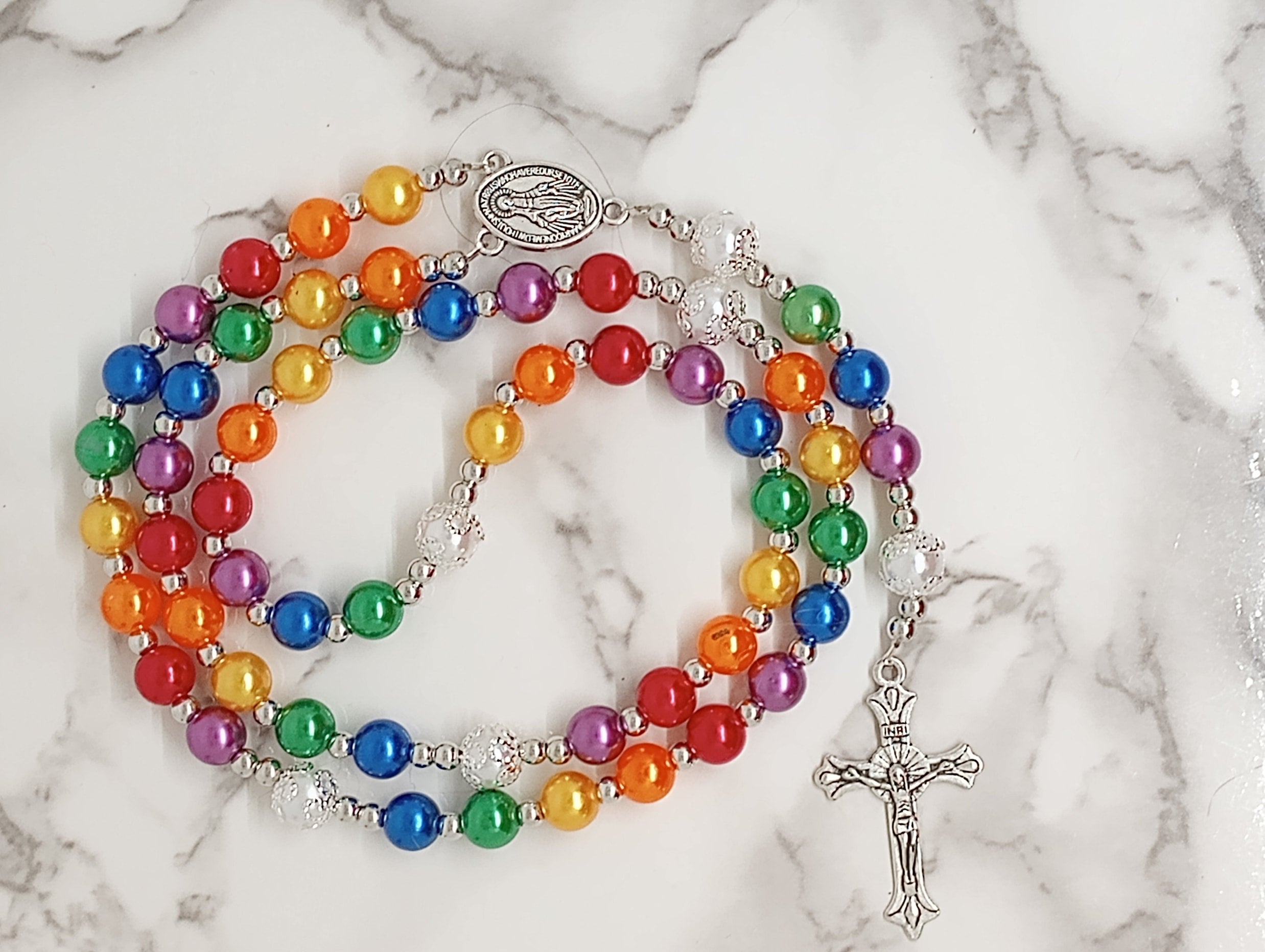 Rainbow Multicolored Rosary | Your Loving Memory